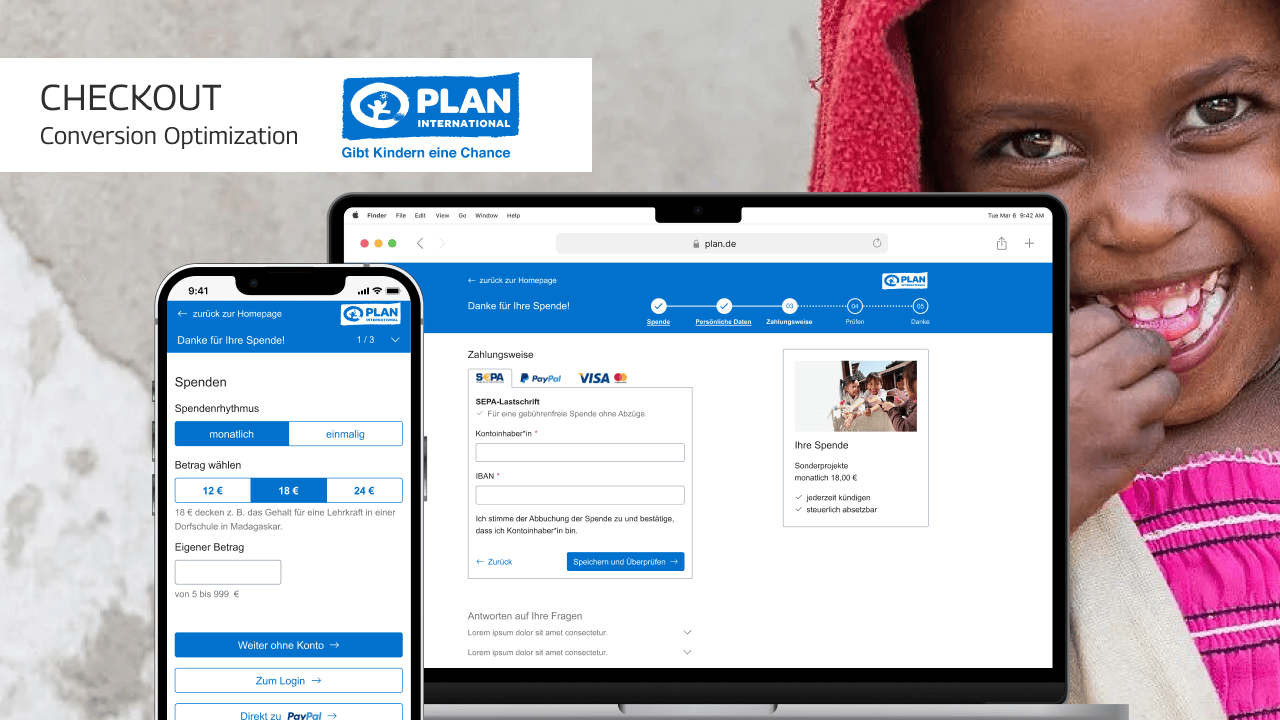Plan International checkout redesign by reThink the Web